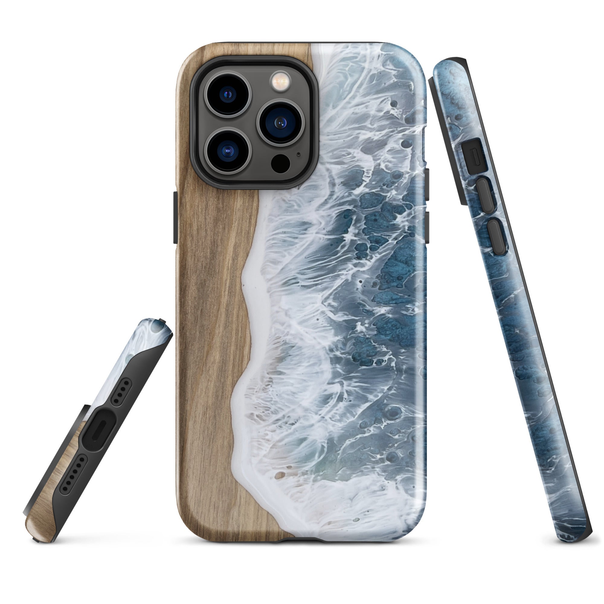 Stylish Dual-Layered iPhone Case - Image of Poplar Wood & Ocean Themed ...