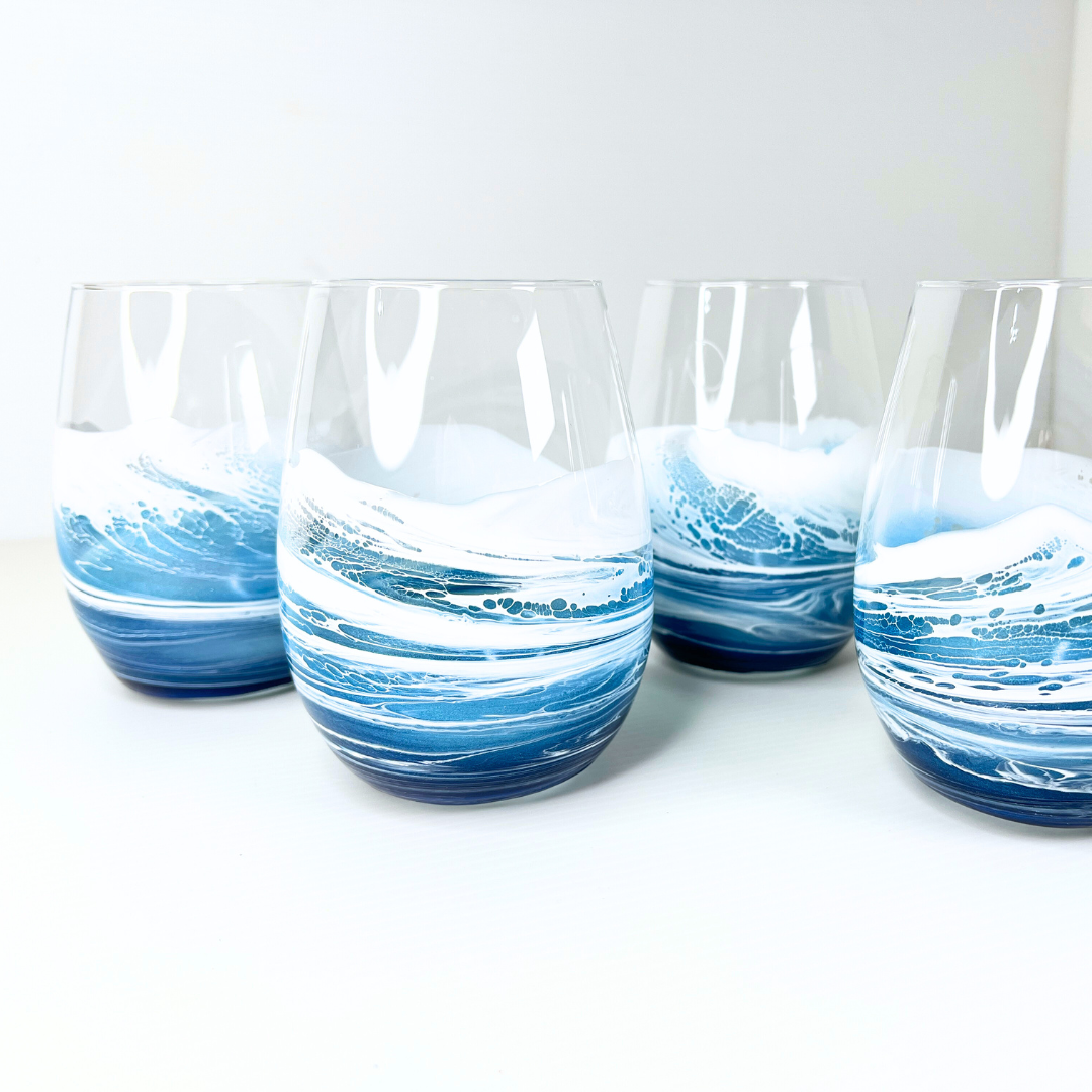 Ocean Resin Art Wine Glasses | Rusted Element Design