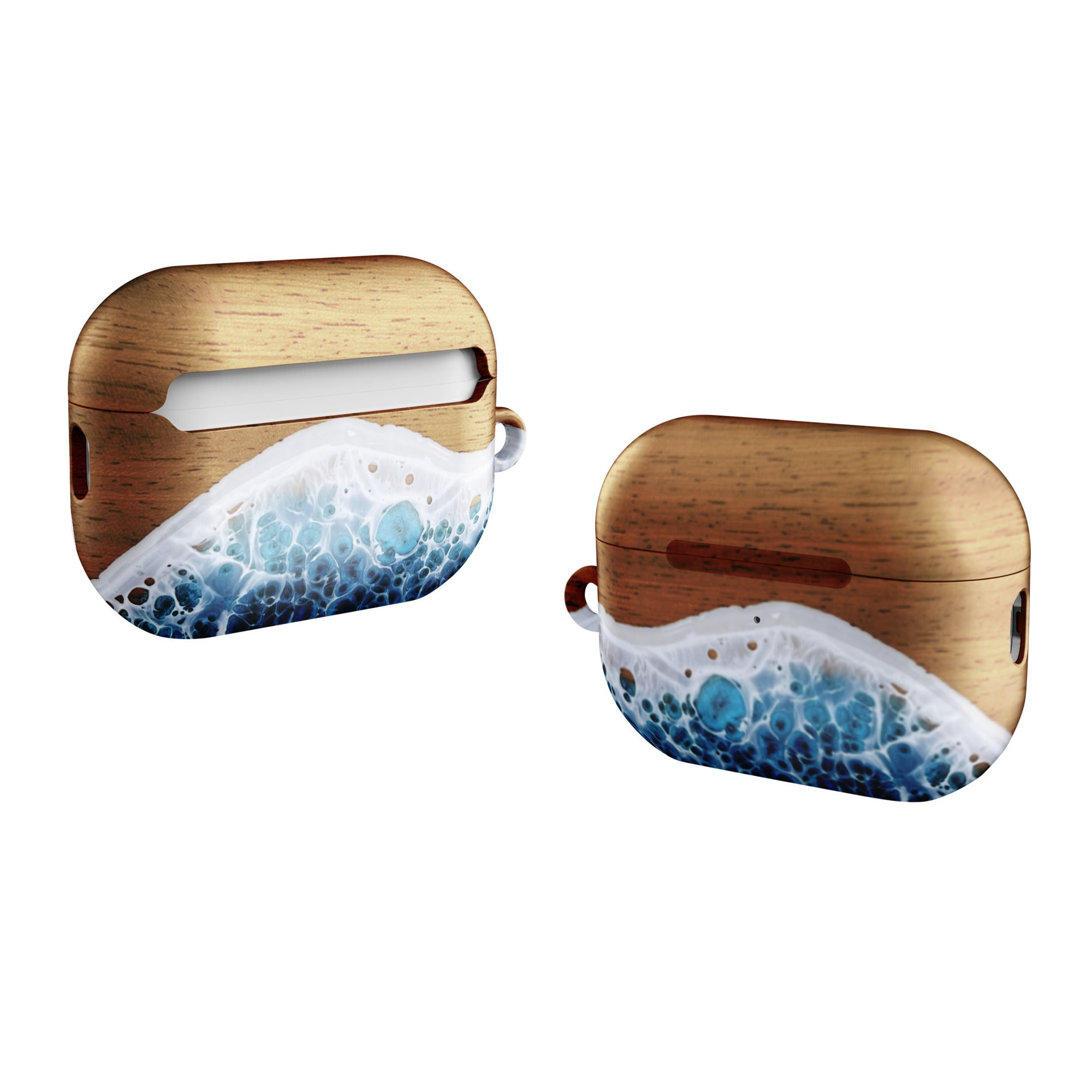 Ocean Resin Art Print AirPods Case | African Iroko & Epoxy Art Print ...